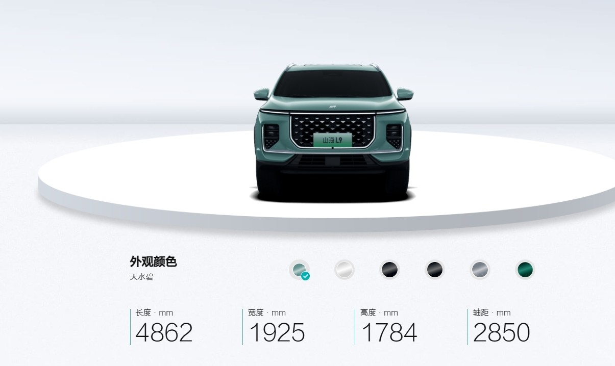 White Chery Jetour Shanhai L9 Super Hybrid SUV with 7 Seats Big Energy ...